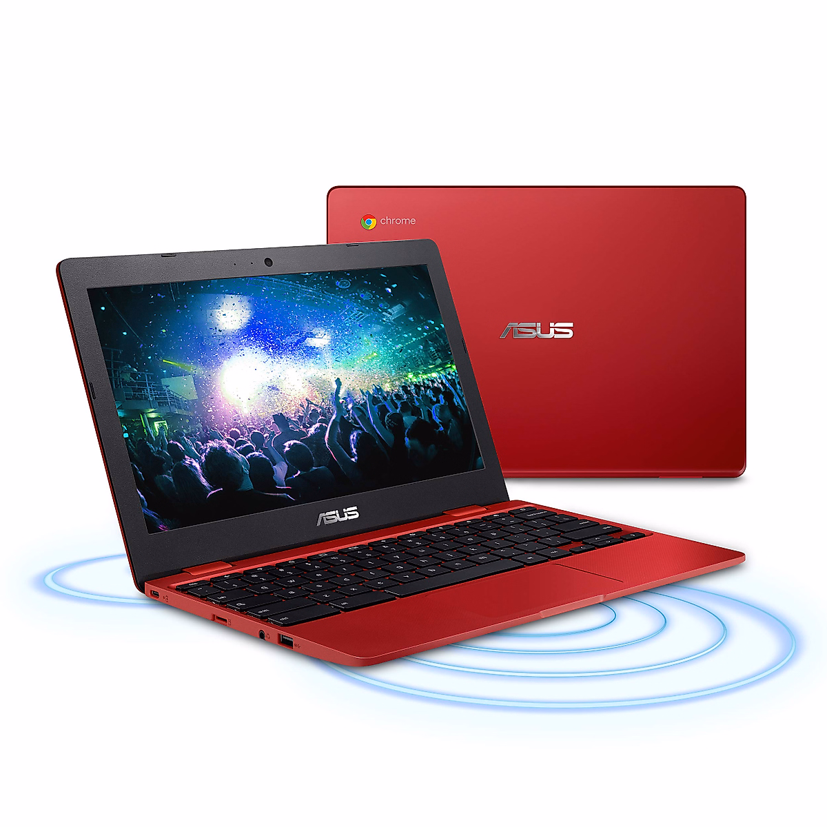 ASUS Chromebook C223 11.6" HD Chromebook Laptop, Intel Dual-Core Celeron N3350 Processor (up to 2.4GHz), 4GB RAM, 32GB eMMC Storage, Premium Design, Red, C223NA-DH02-RD