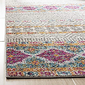 SAFAVIEH Madison Collection 9' x 12' GreyIvory MAD614F Colorful Boho Chic Non-Shedding Living Room Bedroom Dining Home Office Area Rug