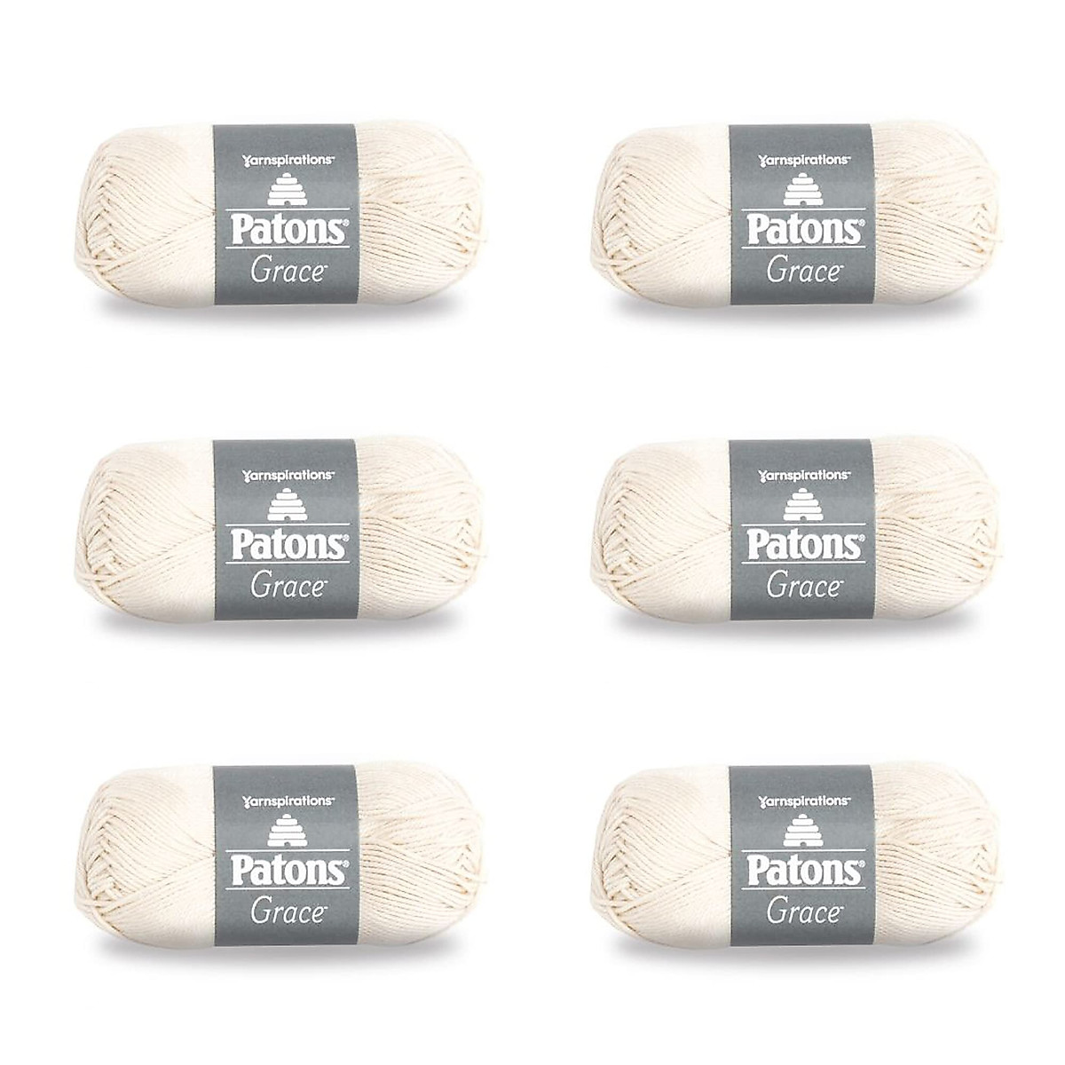 Patons Grace Natural Yarn - 6 Pack of 1.75oz/50g - Cotton - 3 DK - 136 Yards - Knitting/Crochet