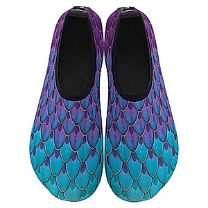 WateLves Womens and Mens Kids Water Shoes Barefoot Quick-Dry Aqua Socks for Beach Swim Surf Yoga Exercise (Blue/Green, M)