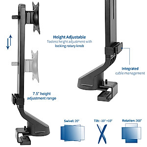 VIVO Adjustable Single Monitor Mount for Sit-Stand Workstation, Desk Converter, Monitor Arm Fits 1 Screen up to 32 inches, STAND-V001U