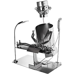 BRUBAKER Wine Bottle Holder 'Surgeon' - Table Top Metal Sculpture - with Greeting Card