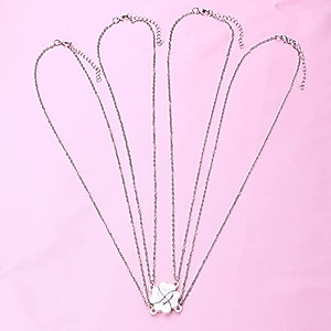 DOYYCA Friendship Necklace Magnetic Matching Four Leaf Clover Best Friend Necklace Gifts for Girls Women Magnet BFF Necklace for 4 (Silver)