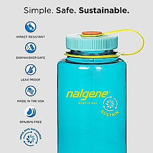Nalgene Wide Mouth Water Bottle, Spring Green, Tritan Material, Loop Top