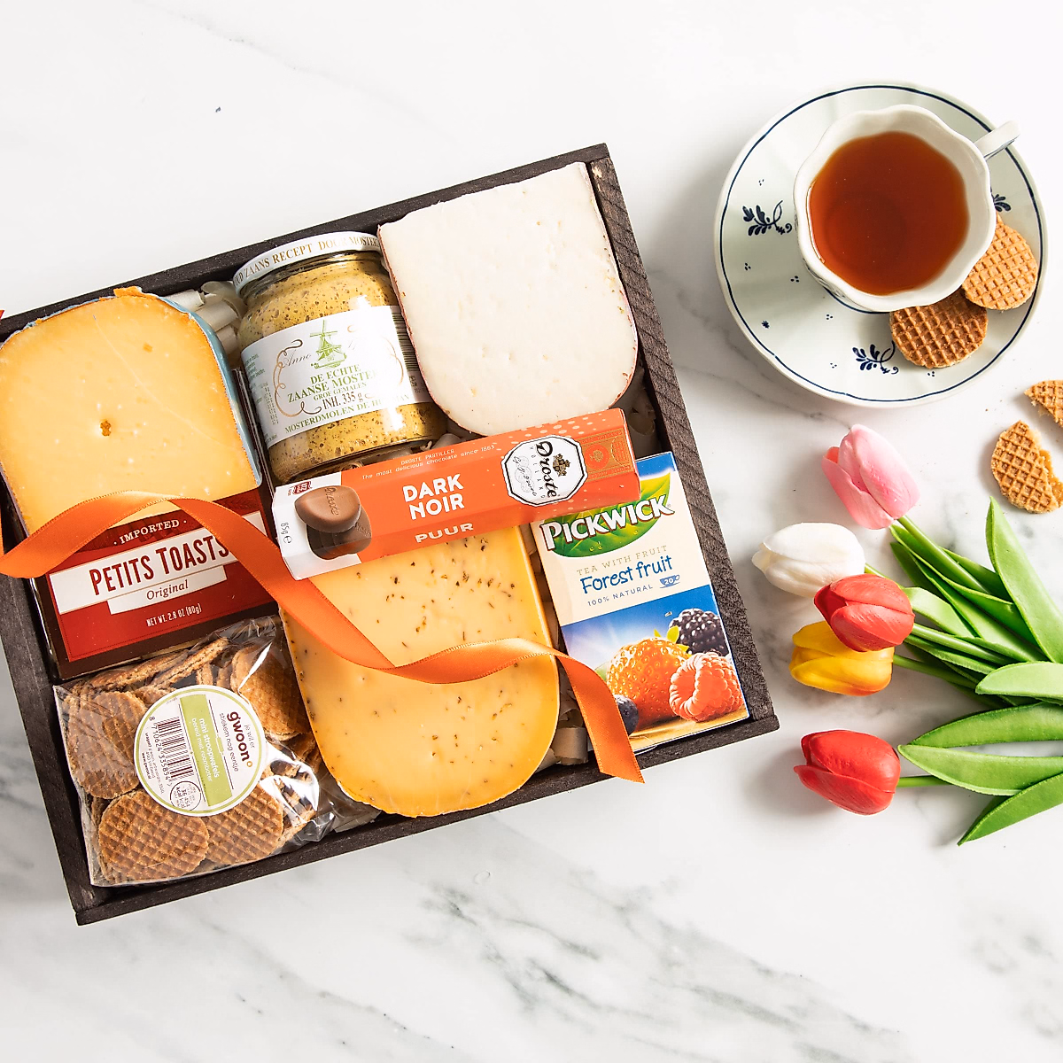 igourmet Dutch Classic Gourmet Gift Basket - Filled with Gouda, Dorothea and Leyden Cheeses, Dutch Mustard, Crackers, Tea, Chocolate, and Waffles