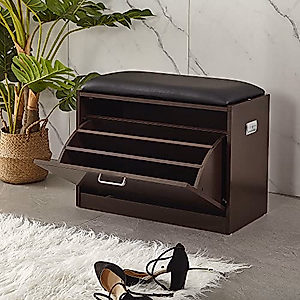 Aottop Premium Shoe Cabinet and Seat - Elegant Design, MDF Wood, and Foam Cushion for Comfortable and Convenient Shoe Storage - Perfect for Your Home Décor.