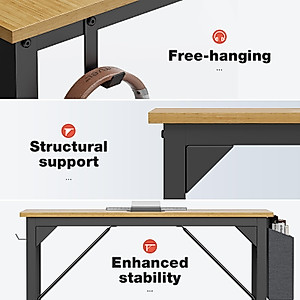 OLIXIS Small Computer Desk 32 Inch Home Office Work Study Writing Student Kids Bedroom Wood Modern Simple Table with Storage Bag & Headphone Hooks
