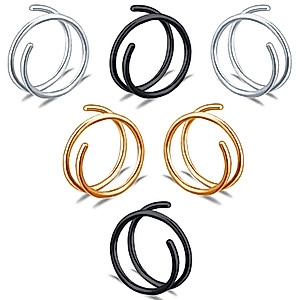 Tanreeqee Nose Rings Hoops Double Nose Ring for Single Piercing Double Nose Hoop Spiral Nose Ring Hypoallergenic Stainless Steel Nose Rings for Women Men（3pairs