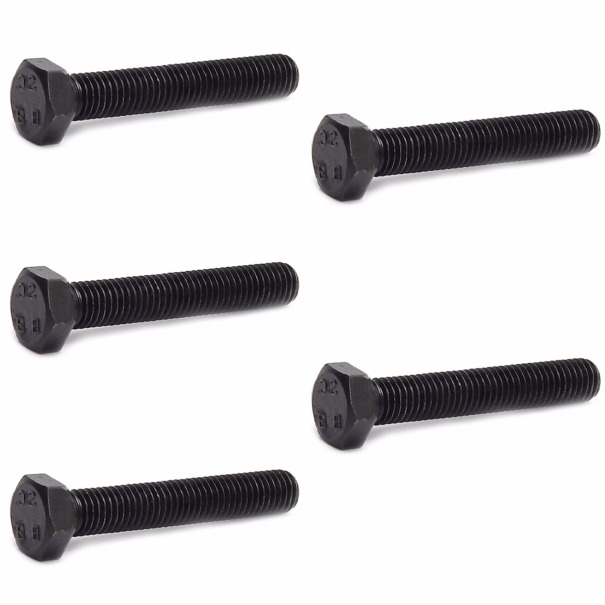 Yinpecly M10x60mm External Hex Head Screw Bolts Carbon Steel Grade 8.8 Metric Thread Hexagon Bolts Fastener 2.64"x0.63"x0.63"(LxWxH) for Machinery Furniture Hardware Black 5pcs