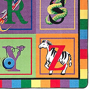Flagship Carpets ABC Letter Blocks Area Rug for Children's Classroom Floor Mat, Play Room Carpet and General Educational Activities, 7'6" x 12', Multi-Color
