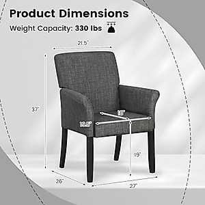 Giantex Office Waiting Room Chairs, Set of 2 Fabric Executive Guest Chair, Upholstered Reception Chair with Padded Arms, Backrest, Wood Legs, Guest Chairs for Meeting Room, Dining Room