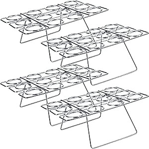 Sawysine Cupcake Cones Baking Rack 2 Pcs Stainless Steel Ice Cream Cone Cupcakes Holder 12 Cavity Stand Display Racks Stands for Home Kitchen Cooking, Silver