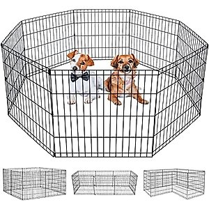 BestPet 24 Tall Foldable Dog Playpen Crate Fence Pet Kennel Play Pen Exercise Cage 8 Panel Black