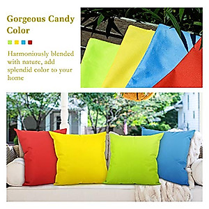 Lewondr Waterproof Outdoor Throw Pillow Cover, 2 Pack Solid PU Coating Throw Pillow Case UV Protection Garden Cushion Cover for Patio Sofa Couch Balcony 18"x18"(45x45cm) - Yellow