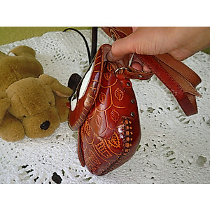 Lovely Owl Designs, Genuine Cowhide Leather Shoulder/crossbody Bag, a Unique and Collectible Small Satchel. (Brown)