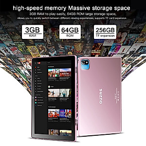 OUZRS Android 11 Tablet with Keyboard Mouse,2 in 1 Tablets High Performance Processors with 64GB Storage 256GB Extended, WiFi, GPS, Bluetooth Girls Pink 10" Tablet-M1
