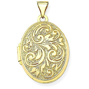 IceCarats 14K Yellow Gold Love You Always Reversible Personalized Photo Locket Necklace Charm Pendant 28.25mm x 17mm Only