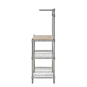 Amazon Basics Kitchen Storage Baker's Rack with Removable Top, Chrome/Beige, 18"D x 24" W x 59"H