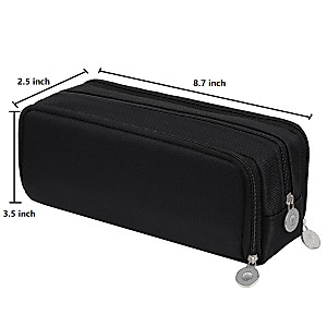 Chelory Big Capacity Pencil Case Large Storage Pencil Bag Pouch 3 Compartment Stationery Pen Cases Holder for Boys Grils Middle High College School Teen Adults Office Organizer Gifts, Black