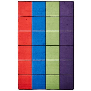 KidCarpet.com Blocks Seating Classroom Rug Multi with 24 Squares, 7'6" x 12' Rectangle