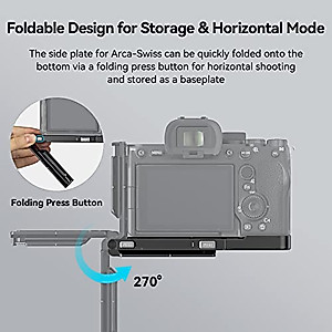 SmallRig Foldable L-Bracket for Sony Alpha 7R V/Alpha 7 IV/Alpha 7S III, Foldable Side Plate for Arca-Swiss, Supporting Quick Switch Between Horizontal and Vertical Shooting - 3984