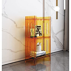 Librero Estantería Clear Acrylic Narrow Bookcase 2 Tier/3 Tier/4 Tier Skinny Open Bookshelf Modern Display Storage Organizer for Living Room Organizer Decor