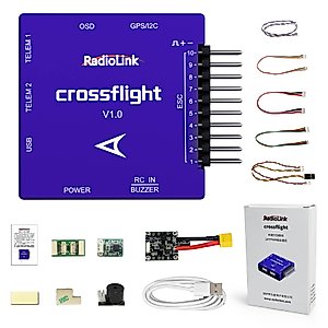 Radiolink Crossflight Flight Controller, OSD Integrated 10CH PWM Output FC with 2-12S Module Power, Vibration Damping by Software for FPV Drone/3-8 Axis/VTOL Plane/Helicopter/Car/Boat/Submarine/Robot