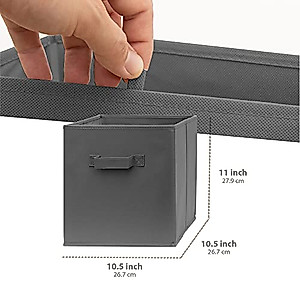 Pomatree Storage Cubes - 11 inch Cube Storage Bins (9 Pack) | Foldable Cubby Organizer Bin for Closet, Clothes and Toys | 2 Reinforced Handles | Fabric Basket Bin (Dark Grey)