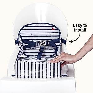 BabyToLove Easy Up Baby Booster Seat | Lightweight On The Go and Easy to Carry | Blue Stripes
