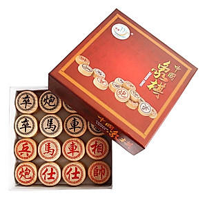 GoodPlay Beechwood Chinese Chess Set Xiangqi Travel Games Sets with Leather Chessboard in a Hard Paper Box