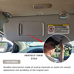 Left Driver Side Sun Visor Replacement for Hyundai Elantra 2011 2012 2013 2014 Avante MD Replaces # 852103X000TX (Grey)