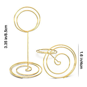GAOHUI 20 Pack Table Number Holders - 3.35 Inch Picture Holder - Table Number Stands for Photo Memo Wedding Party Birthday Restaurant Graduation Card Stand - Food Labels for Party Buffet(Gold, 3.35")