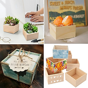 GNIEMCKIN 24 Pack 4 x 4 Inch Wooden Box, Unfinished Small Square Wooden Box, Rustic Wooden Box, Organizer Storage Wood Box for DIY Crafts, Collectibles, Succulents, Desktop Drawer Decor