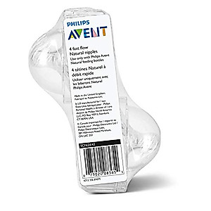 Philips Avent Natural Baby Bottle Fast Flow Nipple, 6M+, Flow 4, SCF654/43, (Pack of 4)