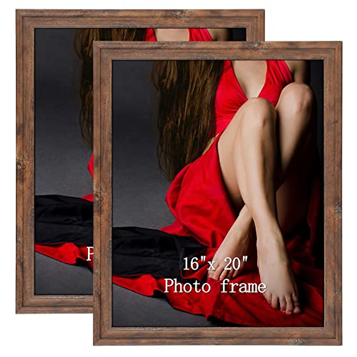 Calenzana 16x20 Poster Picture Frames Rustic Distressed Photo Frame 16 x 20 Set, Wall Hanging, 2 Pack, Brown