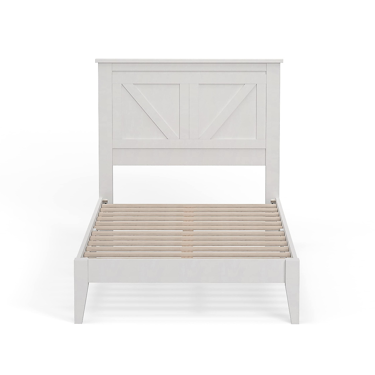 Glenwillow Home Farmhouse Solid Wood Platform Bed in Twin - Gloss White