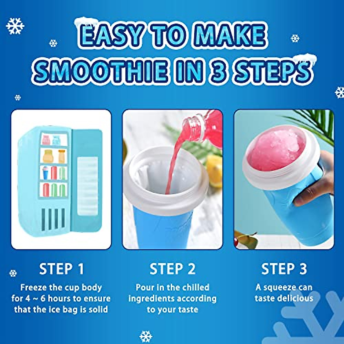 DIY Slushie Maker Cup,TIK TOK Magic Quick Frozen Smoothies Cup,Cooling Icee Maker slushie machine,Slushie Machine for Home Squeeze Slushie Cup,Homemade Milk Shake Ice Cream Maker Portable