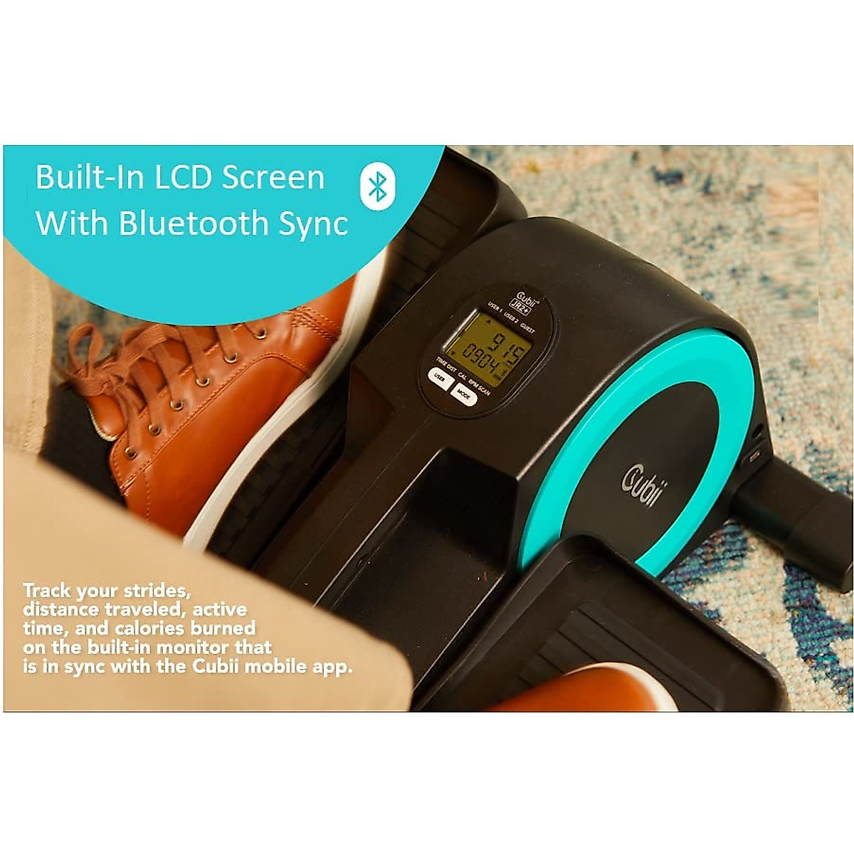 Cubii JR2+, Under Desk Elliptical, Bike Pedal Exerciser, with Bluetooth Fitness Tracker Sync, Work from Home Fitness, Exerciser for Seniors, Desk Exercise