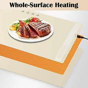 Tobiilw Electric Fast Warming Tray, 2024 New Food Warmers Adjustable Temperature, Full Surface Heating Mat, Roll-up Warming for Home Parties