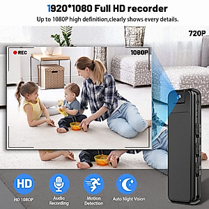 Small Body Camera Ture 1080P Full HD ,Mini Body Camera with 64GB Memory Card,Premium Portable Body Camera with Night Vision and Motion Detection Wearable for Office, Law Enforcement, Security Guard