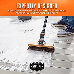 SWOPT 10” Premium Rough Surface Scrub Brush Head — Deck Brush for Rough and Textured Surfaces, Cleaning Head Interchangeable with All SWOPT Cleaning Products for More Efficient Cleaning and Storage