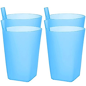 EXCEART Sippy Cup 4PC Sippy Cups Plastic Cups with Built- in Straw Candy Color Water Container Drinking Cups Toddler Drinking Cups Milk Cups Straw Cups for Children Kids Water Cup(Random Color)