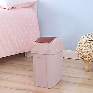 Asking 1.8 Gallon Small Trash Can with Swing-top Lid, Plastic Garbage Bin, Pink