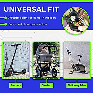 Mongoora Bike & Motorcycle Phone Mount - GPS Cell Phone Holder for Bicycle Handlebar - Easy to Install Bike Accessories Fits iPhone, Galaxy, Android - Stocking Stuffers - 3 Bands (Black, Red, Green)