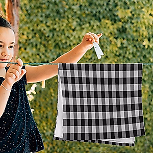 xigua 2 Pieces Black and White Buffalo Plaid Hand Towels Set, Absorbent Soft Skin-Friendly Easy Care Towels for Bathroom Pool Gym Camp Travel College Dorm Hotel 14.4"x28.3"