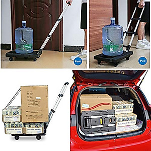 Kampeaburr Folding Hand Truck 5-Wheel Folding Trolley TPR Wheel 360° Rotating Dolly, Maximum Load-Bearing 330 LB Folding Hand Dolly for Shopping, Business Travel, Cargo Handling, Home Office.