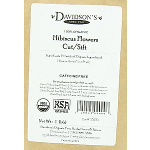 Davidson's Organics, Hibiscus Flowers C/S, Loose Leaf Tea, 16-Ounce Bag