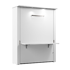 Bestar Lumina 68W Queen Murphy Bed with Desk in White, Sleeping Arrangement for Guest Room and Home Office