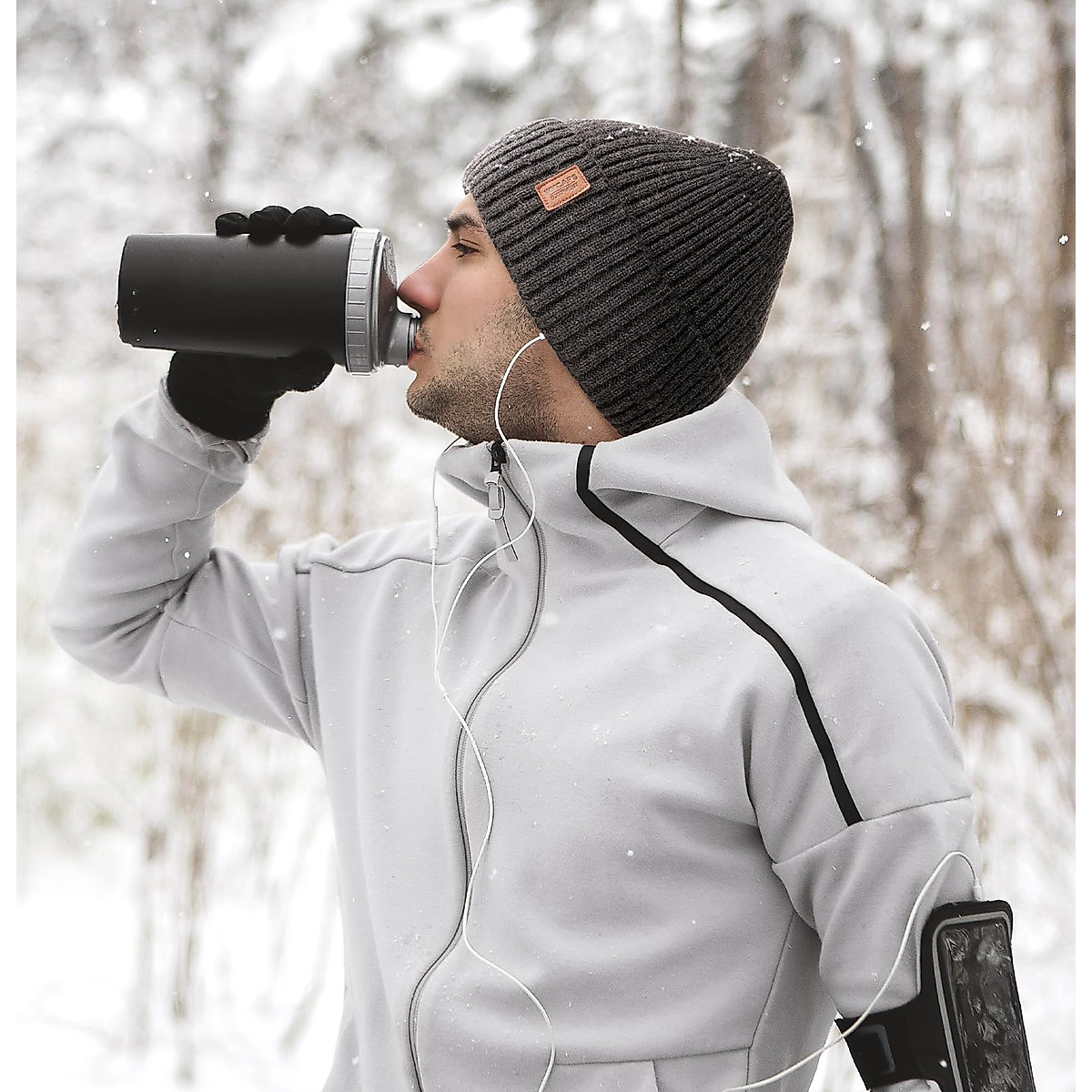 Wmcaps Warm Beanie Hats for Men Women, Fleece Lined Beanie Warm Winter Caps Unisex Fashion Knit Cuffed Cap (Slate Gray)