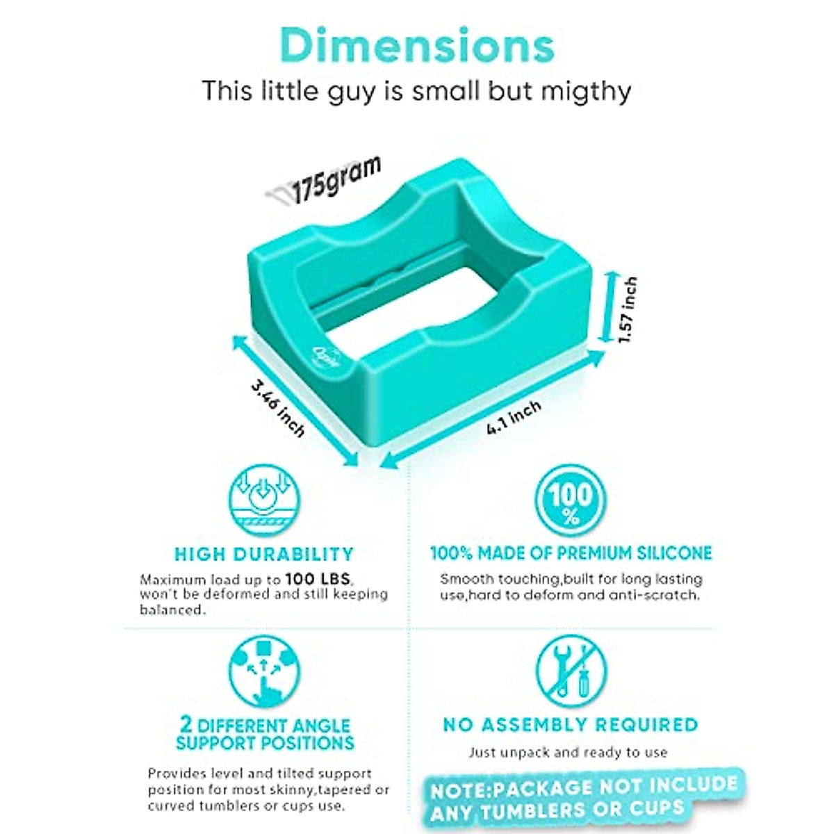 CUPITUP Small Silicone Cup Cradle with Built-in Slot for Crafting Tumblers Use to Apply Vinyl Decals for Tumblers, Tumbler Holder for Crafts, 2 Angle Supports Tumbler Cradle for Epoxy